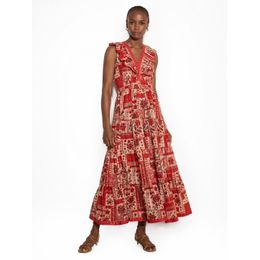 Apricot Damen Partykleid "Schimmerndes Midaxi-Kleid", rot, Gr. 38, bedruckt, gewebt, Obermaterial: 98% Baumwolle CO. 2% sonstige Fasern AF., Kleider,
