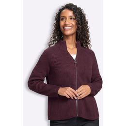 Heine Damen Strickjacke, lila, Gr. 50, unifarben, 50% Baumwolle, 50% Polyacryl, Strickjacken