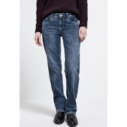 Damen Comfort-fit-Jeans, blau, Gr. 28, STREET ONE STUDIO, unifarben, Jeans, 79% Baumwolle, 15% Polyester, 4% Elastomultiester, 2% Elasthan, Jeans,