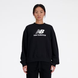 New Balance Damen Sweatshirt "Sport Essentials French Terry Logo Crew", schwarz, Gr. L, Obermaterial: 60% Baumwolle, 40% Polyester, Sweatshirts, f&uuml;r