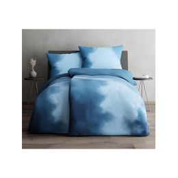 Wendebettw&auml;sche Grund, blau, Satin, 100% Baumwolle, Bettw&auml;sche