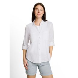 Tom Tailor Damen Langarmbluse "Regular", wei&szlig;, Gr. 44, Web, Obermaterial: 100% Baumwolle, Blusen, mit Brusttaschen