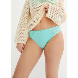 bonprix Damen Slip, Gr. 52, blau, Obermaterial: 80% Polyamid, 20% Elasthan. Futter: 89% Polyamid, 11% Elasthan. Spitze: 90% Polyamid, 10% Elasthan,