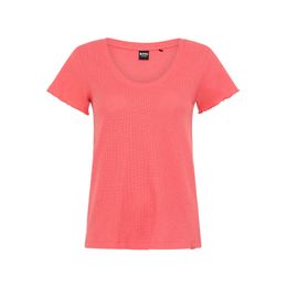 BOSS Damen Pyjamaoberteil "Cosy Waffle_T-Shirt", Gr. M, rosa, Jersey, Obermaterial: 56% Baumwolle, 37% Modal, 7% Elasthan, Shirts, aus Baumwoll-Mix