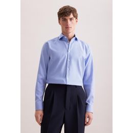 Seidensticker Herren Businesshemd "Schwarze Rose", blau, Gr. 38, Strukturmuster, gemustert, 100% Baumwolle, Hemden, Regular 1/1 Kentkragen Struktur