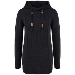 oxmo Damen Strickfleece-Pullover "Strickpullover OXCable", schwarz, Gr. S, Obermaterial: 100% Polyacryl PAN., Pullover