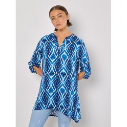 Apricot Damen Longbluse "Druck-Tunika", blau, Gr. 44, gemustert, Obermaterial: 100% Viskose CV., Blusen, mit Granddad-Ausschnitt