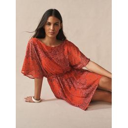 next Kleid Damen Gr&ouml;&szlig;e 42 dunkellila / orangerot / offwhite Sommerkleid