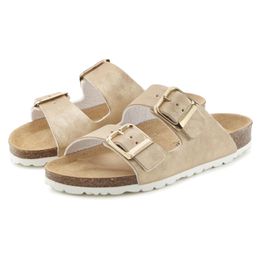 Vivance Damen Pantolette "Mule, Sandale, offener Schuh", Gr. 40, gold, Obermaterial: 100% Synthetik. Decksohle: 100% Rindsleder. Futter: 100%