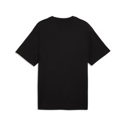 Puma Herren T-Shirt "ESS ELEVATED TAPE RELAXED TEE", schwarz, Gr. L, unifarben, Jersey, Obermaterial: 100% Baumwolle, Shirts, mit Kurzarm, bedruckte