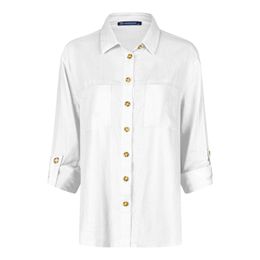 NAVIGAZIONE Damen Klassische Bluse "NAVIGAZIONE Leinenbluse", wei&szlig;, Gr. 48, uni, Obermaterial: 53% Leinen LI. 45% Viskose CV. 2% Elasthan EL.,