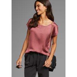 Laura Scott Damen Shirtbluse "mit Satin-Vorderteil und hochflexiblen Jersey-R&uuml;cken", braun, Gr. 44, leicht gl&auml;nzend, unifarben, Web, Obermaterial: