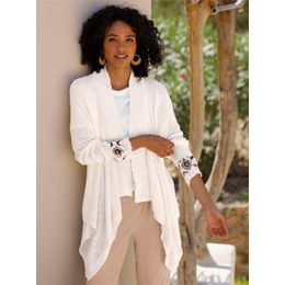 Heine Damen Cardigan, wei&szlig;, Gr. 34, bedruckt, gemustert, mehrfarbig, 100% Baumwolle, Strickjacken
