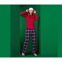 Tchibo - Flanell-Pyjama - Damen - Gr. S - wei&szlig;/kariert