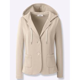 Heine Damen Sweatblazer "Sweatblazer", beige, Gr. 46, 76% Polyester, 20% Viskose, 4% Elasthan, Blazer