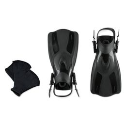Tchibo - Schwimmhandschuhe und Schwimmflossen - Gr. S/M - schwarz