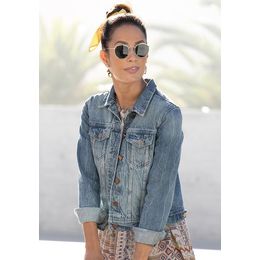 Lascana Jeansjacke 'mit zwei Pattentaschen und Riegeln am Saum' mehrfarbig Gr. 36 f&uuml;r Damen. Figurumspielend. Nachhaltig.