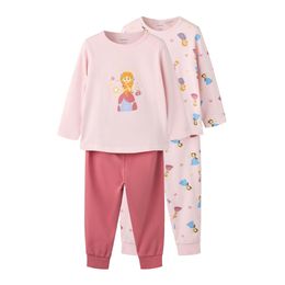 name it Schlafanzug M&auml;dchen Gr&ouml;&szlig;e 110/116 azur / curry / rosa / himbeer