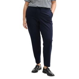 Tom Tailor PLUS Damen Jerseyhose, blau, Gr. 46, unifarben, Web, Obermaterial: 60% Viskose, 34% Polyamid, 6% Elasthan. Futter: 100% Polyester, Hosen,