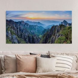 Bilderwelten Akustikbild Sonnenaufgang &uuml;ber dem Huangshan Gebirge