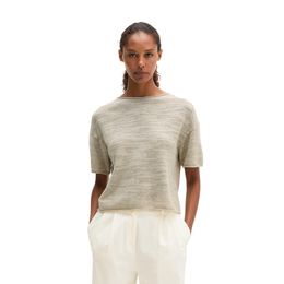 Marc O'Polo MARC O'POLO Damen Strickpullover "aus Leinen-Baumwolle-Mix", beige, Gr. L, unifarben, Obermaterial: 52% Baumwolle, 48% Leinen, Pullover