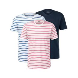 Tchibo - 3 T-Shirts mit Rundhalsausschnitt - Herren - Gr. L - dunkelblau/gestreift