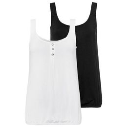 Lascana Strandtop 'mit geflochtenen Tr&auml;gern' mehrfarbig Gr. 40/42 f&uuml;r Damen. Mit Rundhals. L&auml;ssig Geschnitten. Nachhaltig.
