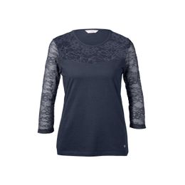 Tchibo - Shirt mit Spitzeneinsatz - Damen - Gr. XL - blau