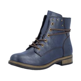 Rieker Damen Schn&uuml;rstiefelette, Gr. 39, blau, Lederimitat, Schuhe, Schn&uuml;rboots mit schaftumspielender Schn&uuml;rung