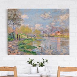 Bilderwelten Leinwandbild Natur modern Kunstdruck pastell - Claude Monet - Seine - Landschaft XXL Wohnzimmer Schlafzimmer