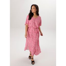 ANISTON PLUS Damen Strandkleid, pink, Gr. 46, bedruckt, gemustert, Web, Obermaterial: 100% Viskose, Kleider