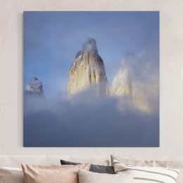 Bilderwelten Akustikbild Chile Torres del Paine unter Wolken