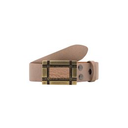Damen Lederg&uuml;rtel "&raquo;Gump Sand&laquo;, mit austauschbarer Schlie&szlig;e &raquo;Bronze Mit Holz&laquo;", beige, Gr. 85, RETTUNGSRING G&Uuml;RTEL, Rindsleder, G&uuml;rtel