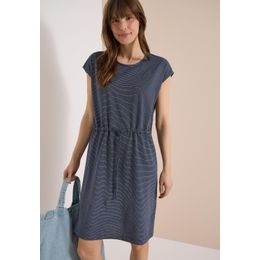 Cecil Damen Jerseykleid, blau, Gr. L, unifarben, Jersey, 76% Baumwolle, 24% Polyester, Kleider, mit Rundhalsausschnitt