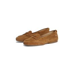 Tommy Hilfiger Damen Loafer "TH FLEX SUEDE LOAFER BALLERINA", Gr. 40braun, Veloursleder, aufgeraut, unifarben, Basic, Schuhe, Schlupfschuh, Slipper,