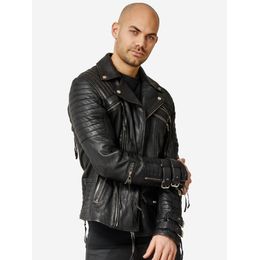 Trueprodigy Herren Lederjacke "Jackson mit Absteppungen und Zippern", schwarz, Gr. L, Obermaterial: 100% Schafsleder sheepskin., Jacken