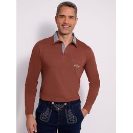 CLASSIC Herren Poloshirt "Langarm-Poloshirt", braun, Gr. 44, unifarben, 100% Baumwolle, Shirts