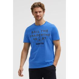 Gaastra Herren Rundhalsshirt, blau, Gr. XXL, bedruckt, Single Jersey, Material: 100% Baumwolle, Shirts, mit Necktape