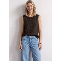 Street One Damen Blusentop, braun, Gr. 38, Stoff, 100% Viskose, Blusen, mit Cut-Out Detail