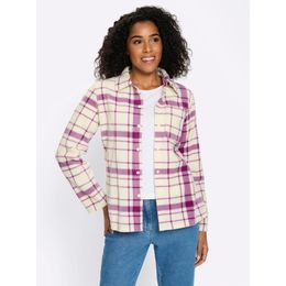 Classic Basics Damen Fleecejacke, lila, Gr. 48, gemustert, kariert, mehrfarbig, 100% Polyester, Jacken