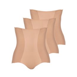 Nina von C. Damen High-Waist-Slip "3er Pack High Waist Cotton Shape", Gr. 38, braun, Obermaterial: 82% Baumwolle CO. 18% Elasthan EL., Unterhosen