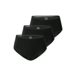 Schiesser Damen Midislip "Modern Multipacks", Gr. 38, schwarz, Obermaterial: 95% Baumwolle, 5% Elasthan, Unterhosen, Spitzen-Bund, elastisch