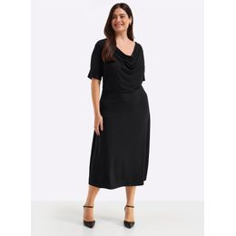 sheego Damen Jerseykleid "Jersey-Kleid", schwarz, Gr. 44, unifarben, Jersey, 95% Viskose, 5% Elasthan, Kleider