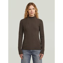 G-Star Raw G-STAR Damen T-Shirt "A Line Slim Rib Mock T-Shirt", braun, Gr. M, Obermaterial: 94% Baumwolle, 6% Elasthan, Shirts
