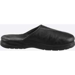 Herren Pantoffel, Gr. 47, schwarz, Lederimitat, Schuhe