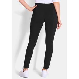 GOLDNER Damen 2-in-1-Hose "Bequeme Baumwoll-Leggings, 2-St&uuml;ck", schwarz, Gr. 44, Obermaterial: 95% Baumwolle CO. 5% Elasthan EL., Hosen, Glitzermotiv