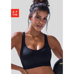 active by Lascana LASCANA ACTIVE Damen Sport-BH, Gr. 75, schwarz, Microtouch, Obermaterial: 76% Polyamid, 24% Elasthan, BHs, mit integrierten Schalen im Cup