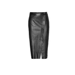Bugatti Damen Bleistiftrock "Bugatti Lederrock", schwarz, Gr. 34, uni, Obermaterial: 100% Lammleder LEL., R&ouml;cke, mit modernen Frontschlitz