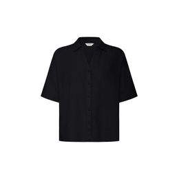 oxmo Damen Hemdbluse "Hemdbluse OXNInna Linen Mix", schwarz, Gr. 36, Obermaterial: 80% Viskose LENZING LenzingCV. 20% Leinen LI., Blusen