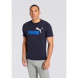 Puma Herren T-Shirt "GRAPHICS 2 COLOR NO 1 LOGO TEE", blau, Gr. M, unifarben, Jersey, Obermaterial: 100% Baumwolle, Shirts, Kurzarm, mit